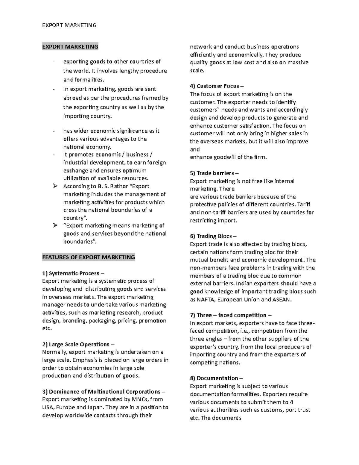 Export Marketing - Reviewer - EXPORT MARKETING exporting goods to other countries of the world ...