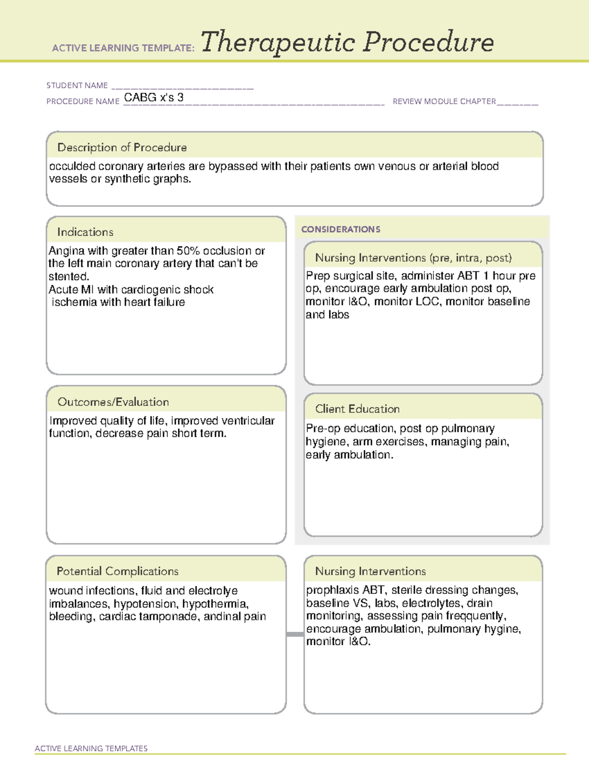 Advanced Care SIM-OHS - CABG x's 3 Therapeutic Procedure - ACTIVE ...