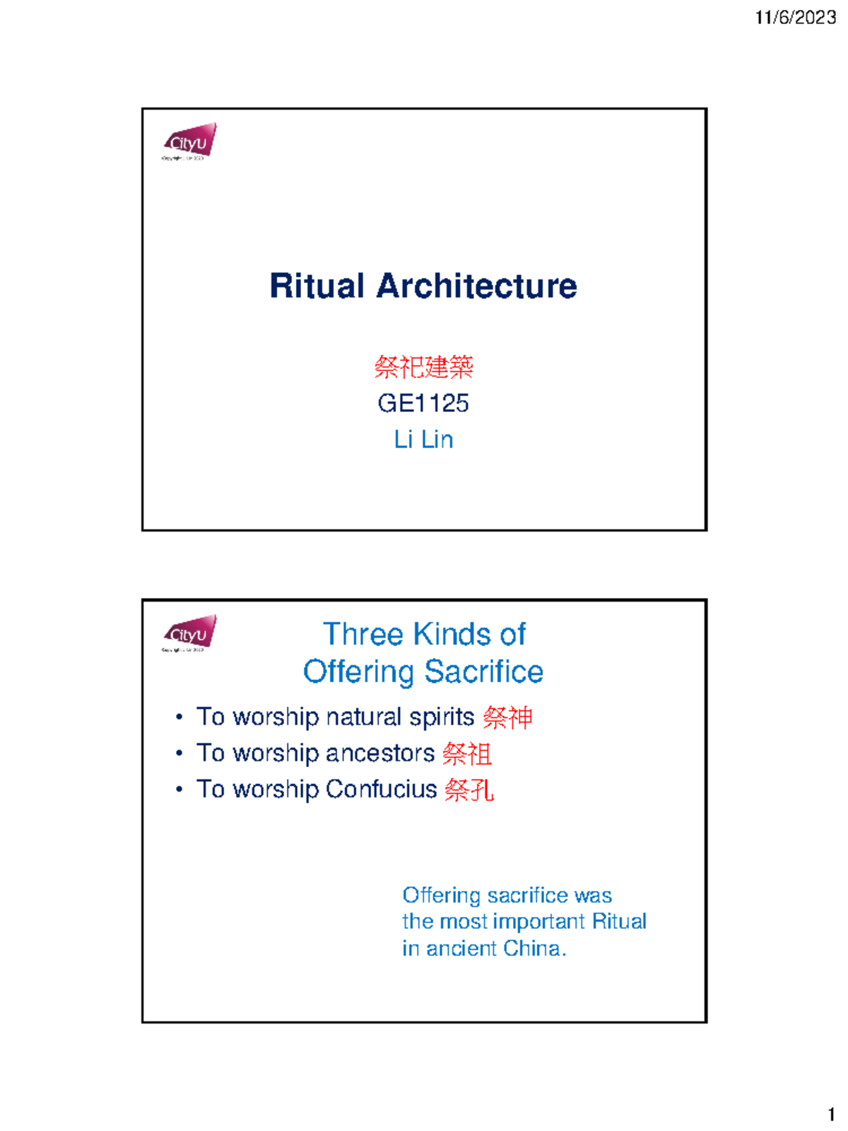 Lecture 08ritual architecture - Ritual Architecture 祭祀建築 GE Li Lin ...