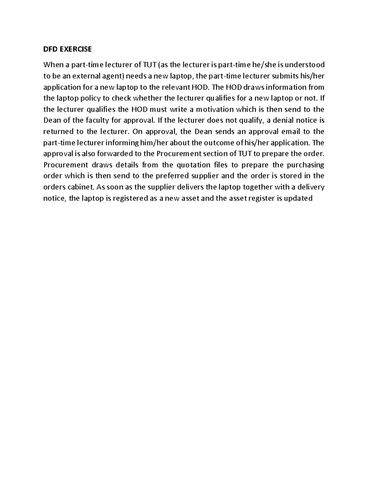 Chapter 5 DFD - Exercise TUT - DFD EXERCISE When a part-time lecturer ...