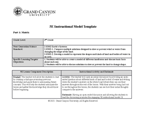 ELM 361 5E Instructional Model Template - 5E Instructional Model Template Part 1: Matrix Select ...