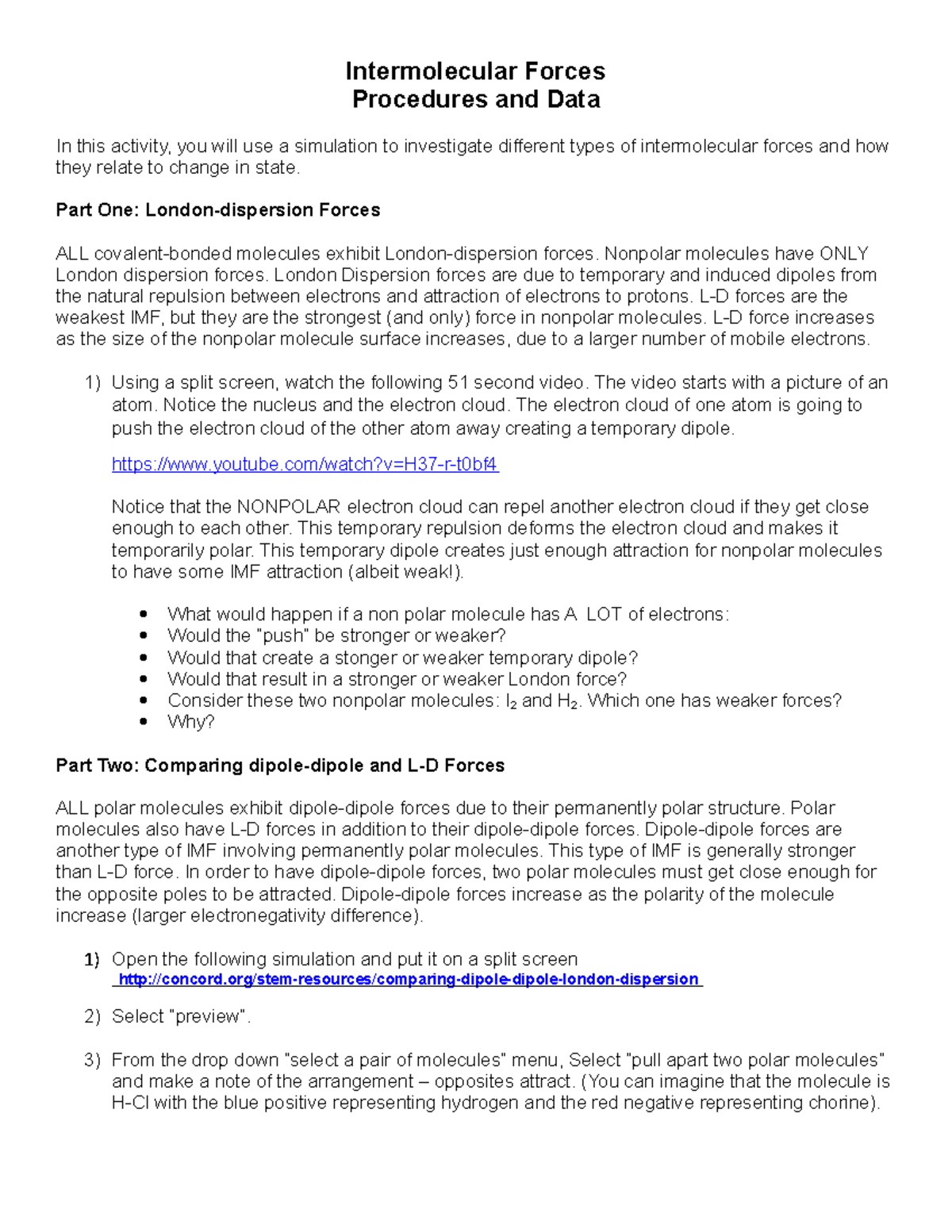 Intermolecular Forces' Strengths (simulation) - Intermolecular Forces ...
