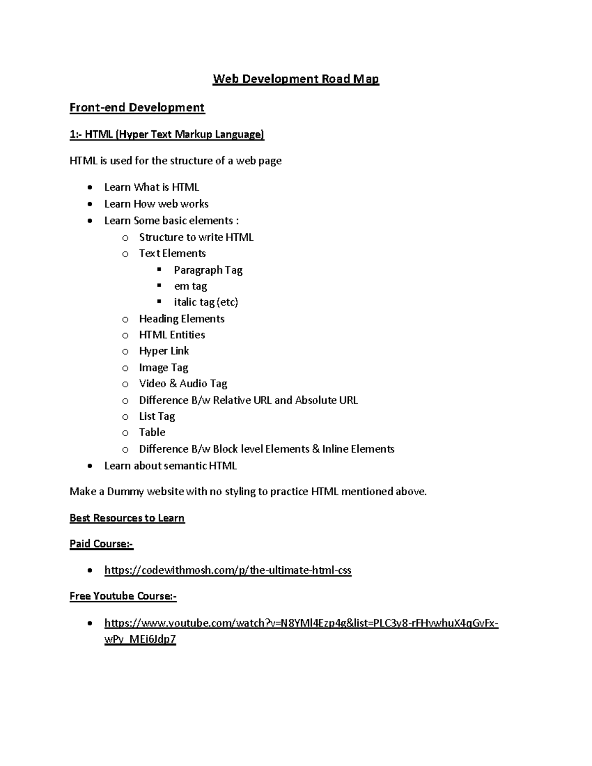 Web Development Roadmap Frontend For Beginners Web Development Road Map Front End