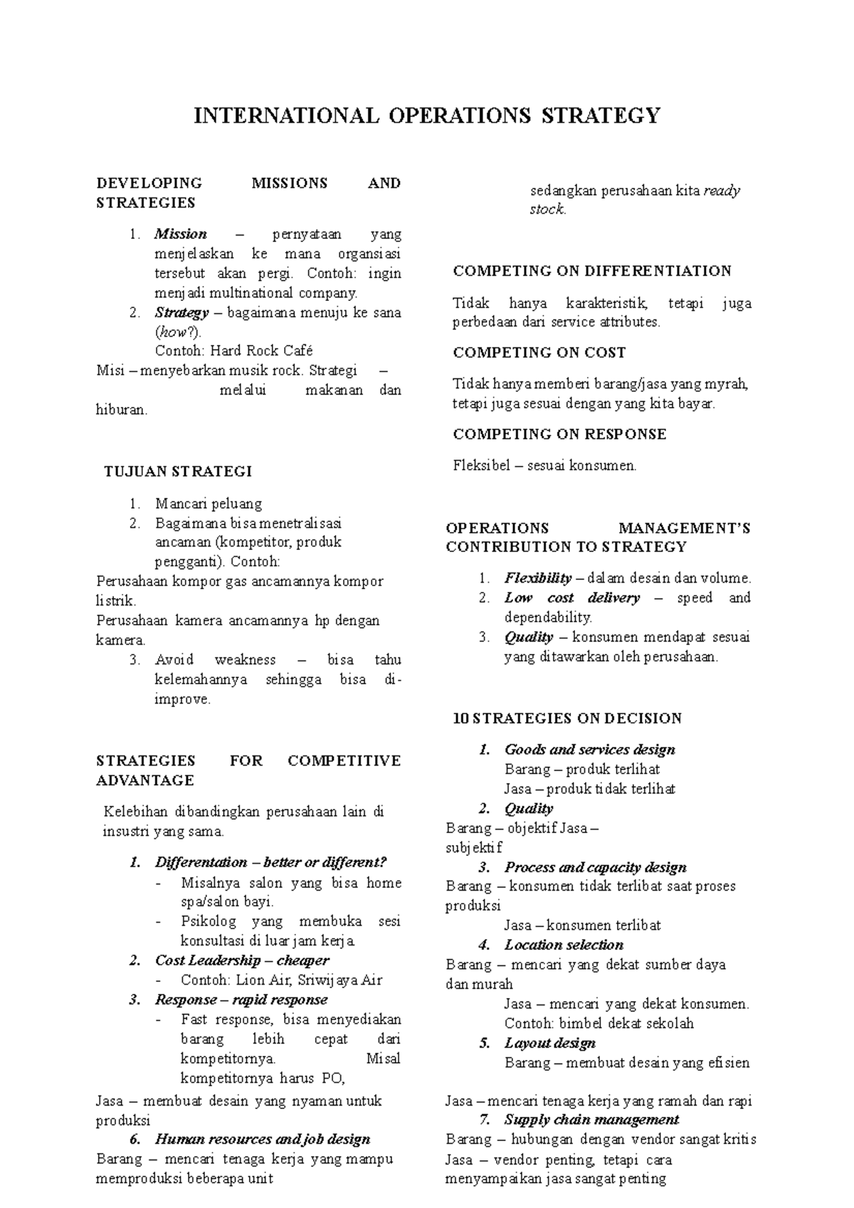 Manajemen Operasi Strategi Operasi Internasional - INTERNATIONAL ...