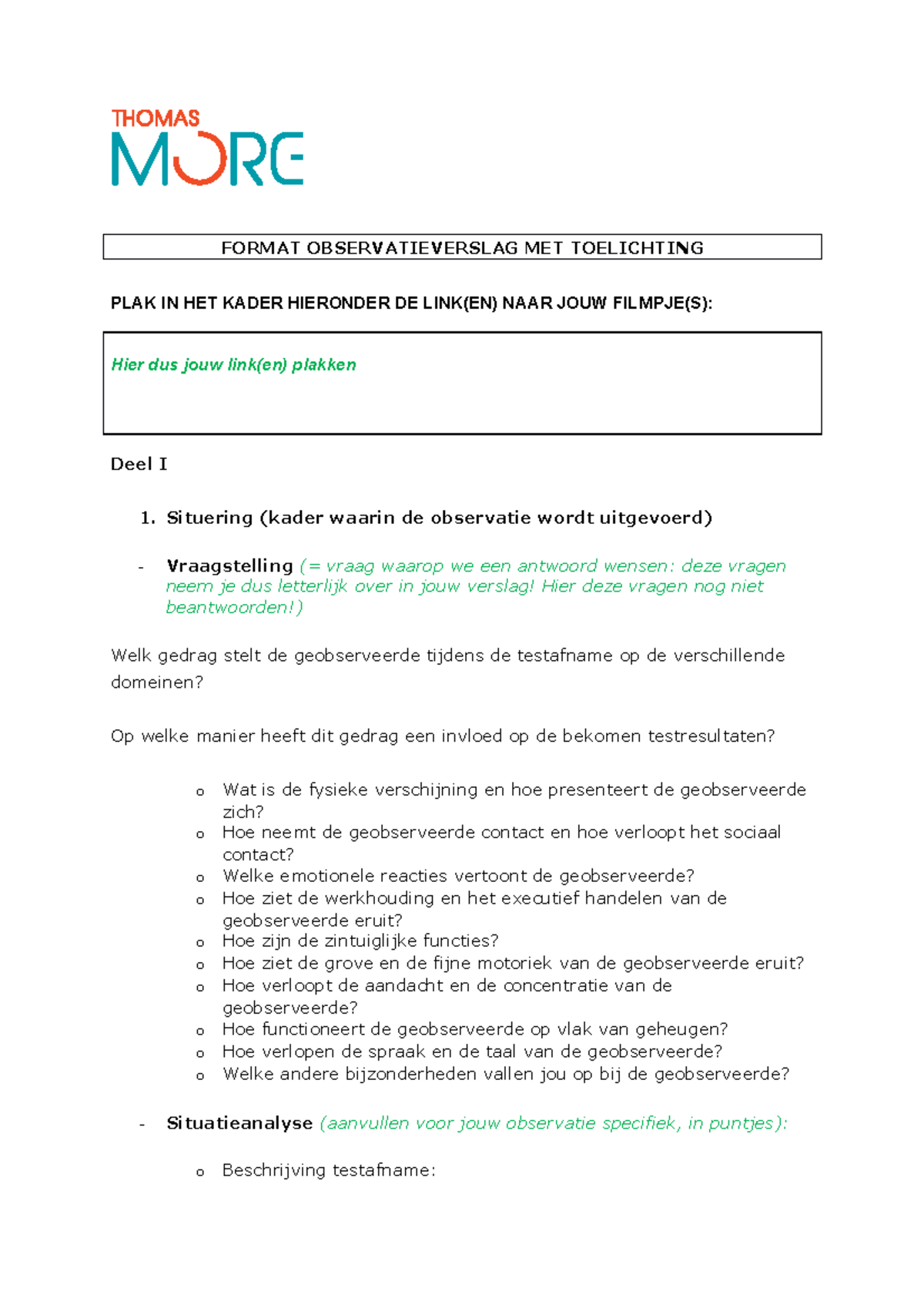 Format observatieverslag met uitleg - FORMAT OBSERVATIEVERSLAG MET ...