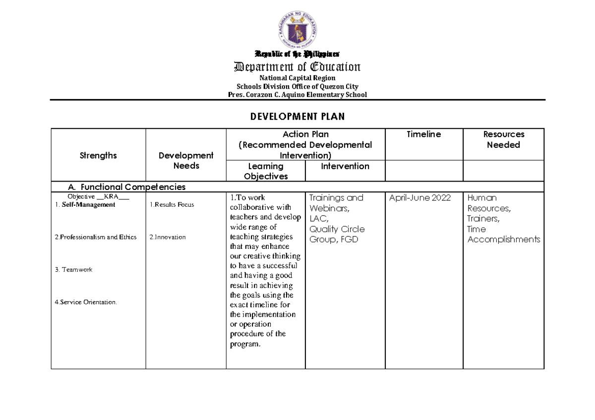 Development-PLAN - Were just newbies within this platform. - Department ...