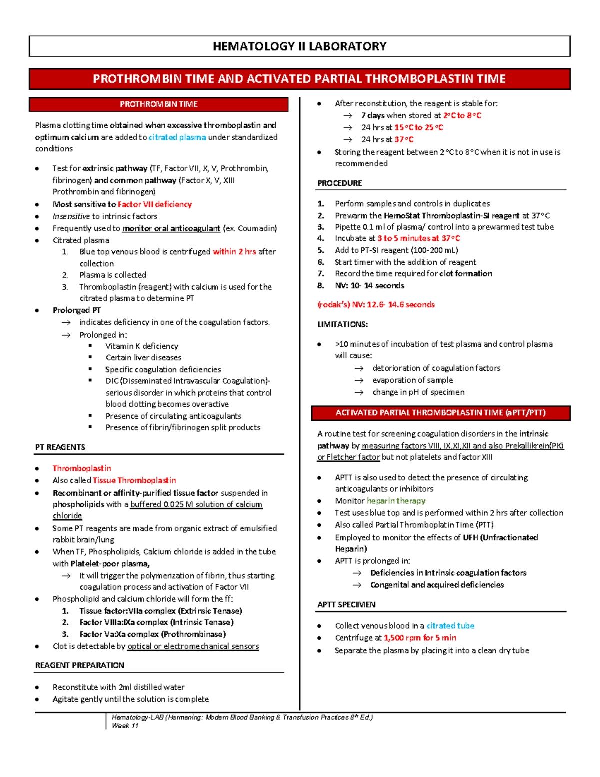 Hematology - Laboratory - Week 11 - Hematology-LAB (Harmening: Modern ...