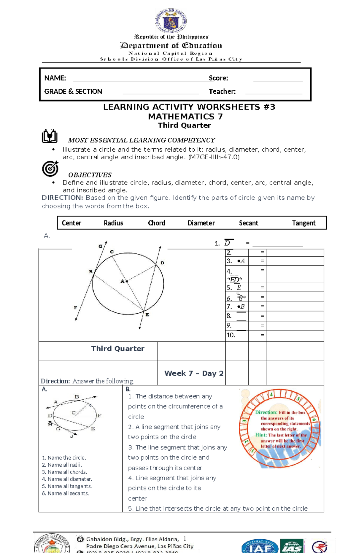 G7-Q3-WS-LAW 3- 2021-2022 - NAME: GRADE & SECTION Score: Teacher ...