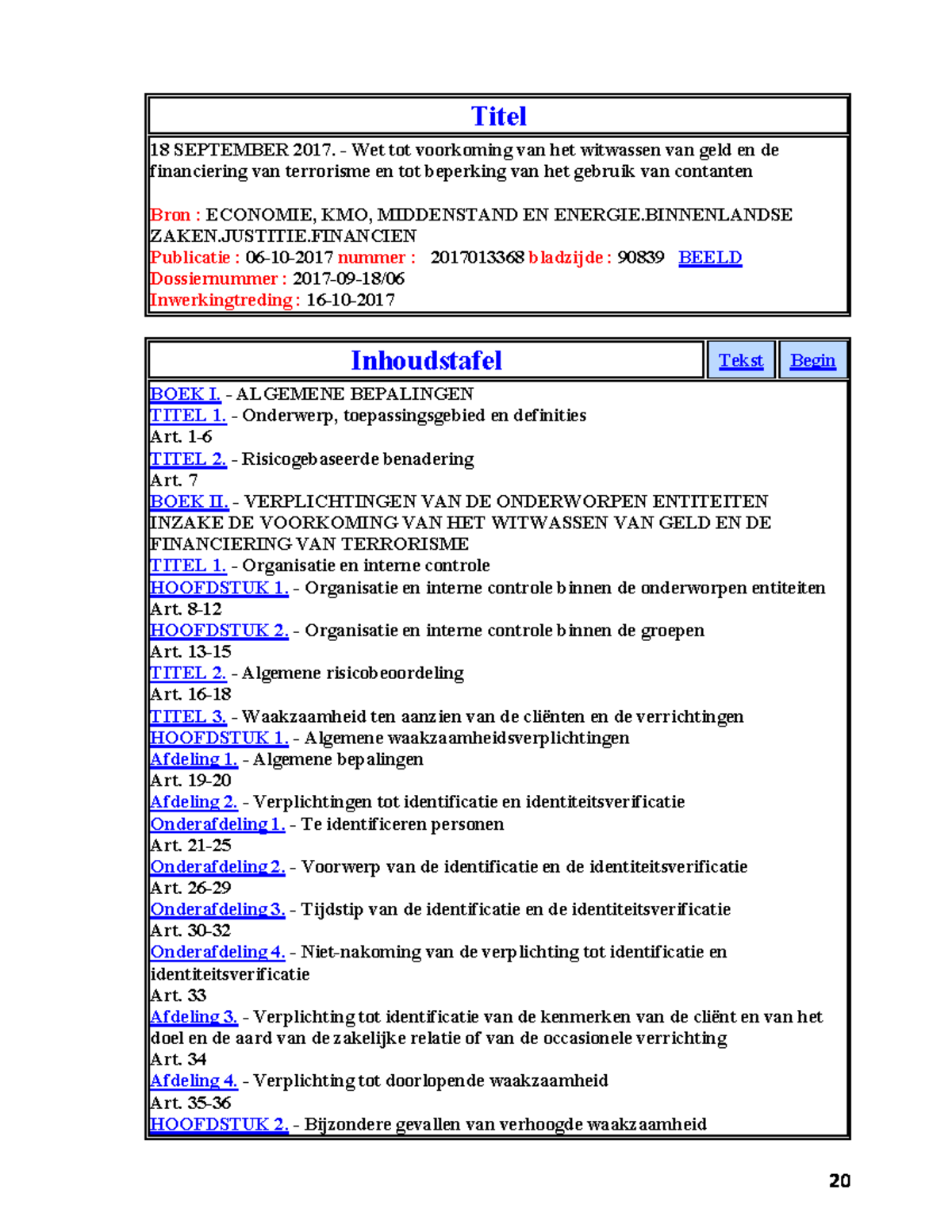 Wet antiwitwas - Wet anti witwas - Titel 18 SEPTEMBER 2017. - Wet tot ...