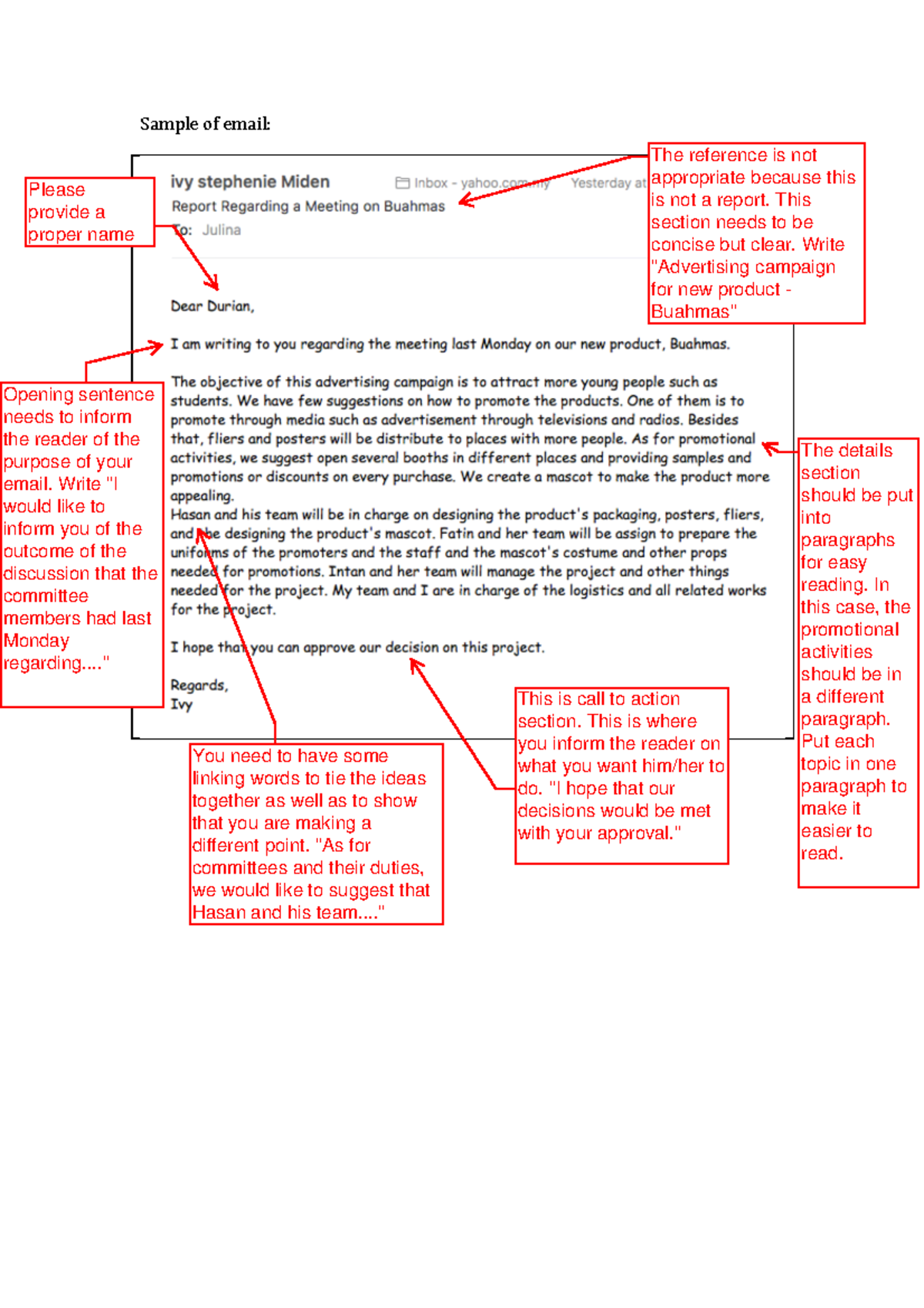 Contoh email elc - asdasdasd dsd asd s sadad - English - Sample of ...