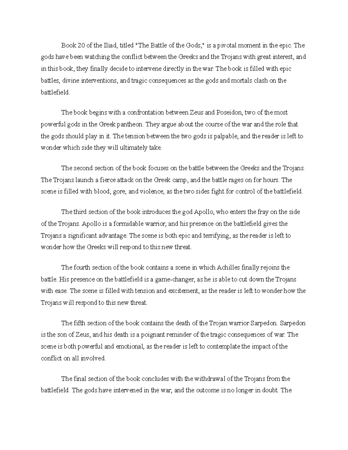 Book 20 of the Iliad Plot Summary - Book 20 of the Iliad, titled "The ...