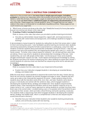Task2Commentary - edtpa - Elementary Literacy Task 2: Instruction ...