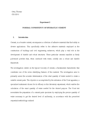 CMT-LAB-2 - Summary Construction Materials and Testing - Experiment No ...