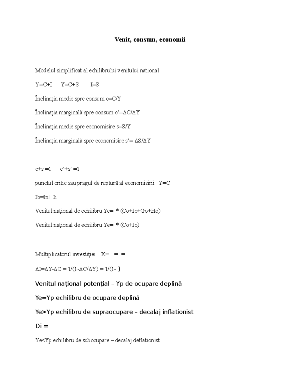 Venit consum economii - Fisa de lucru - Venit, consum, economii Modelul ...