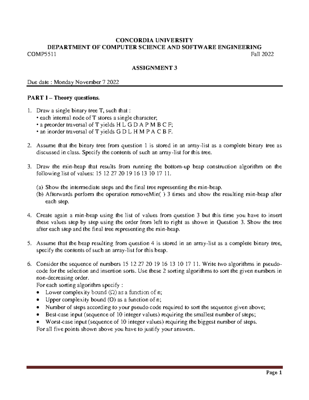 Comp5511 Assignment 3 Page 1 Concordia University Department Of