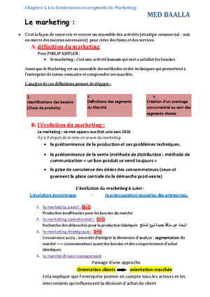 S3 marketing chapitre 1 - Marketing fondamental 2019-2020 - Studocu