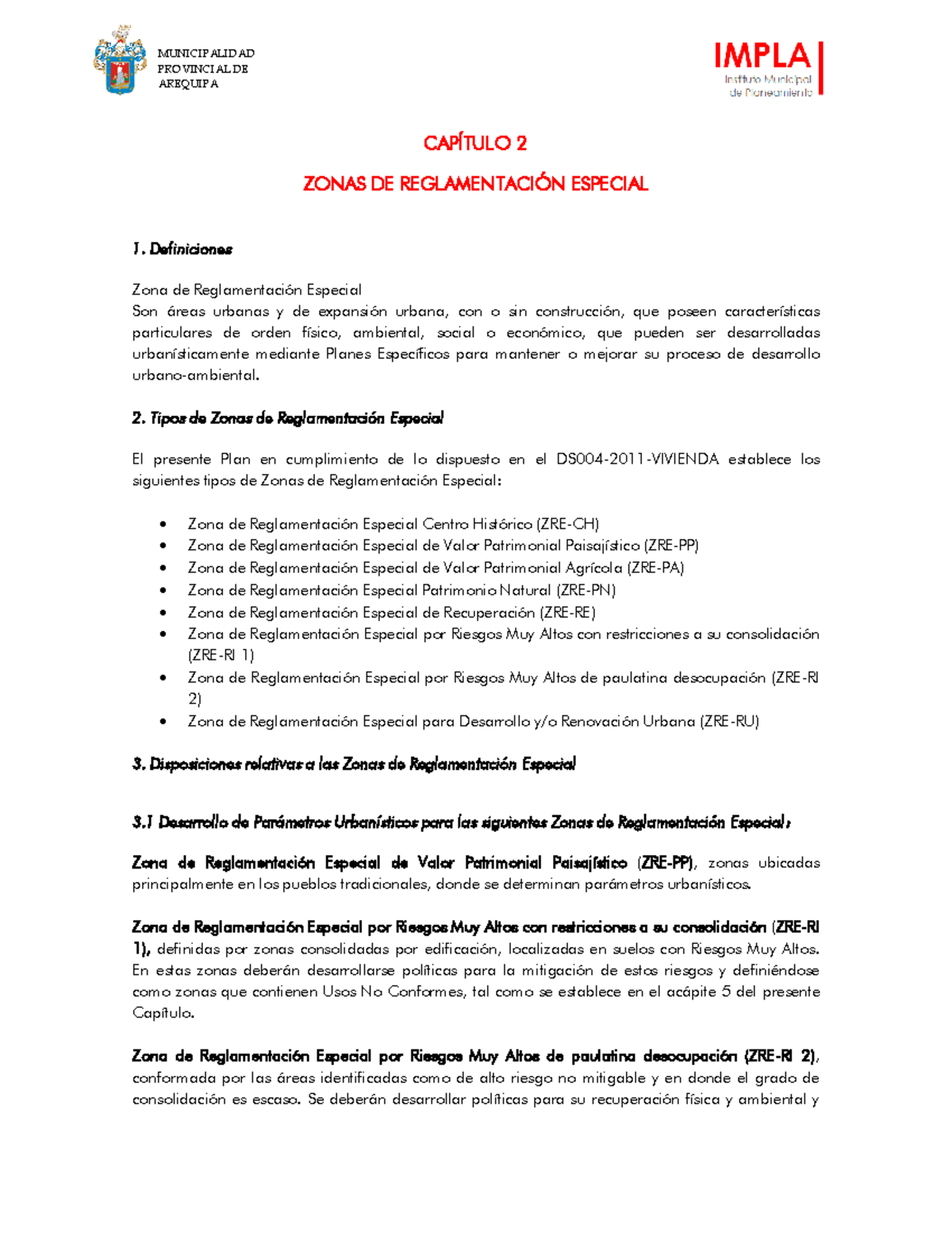 4 2 título III 2 zonas de reglamentación especial - PROVINCIAL DE ...