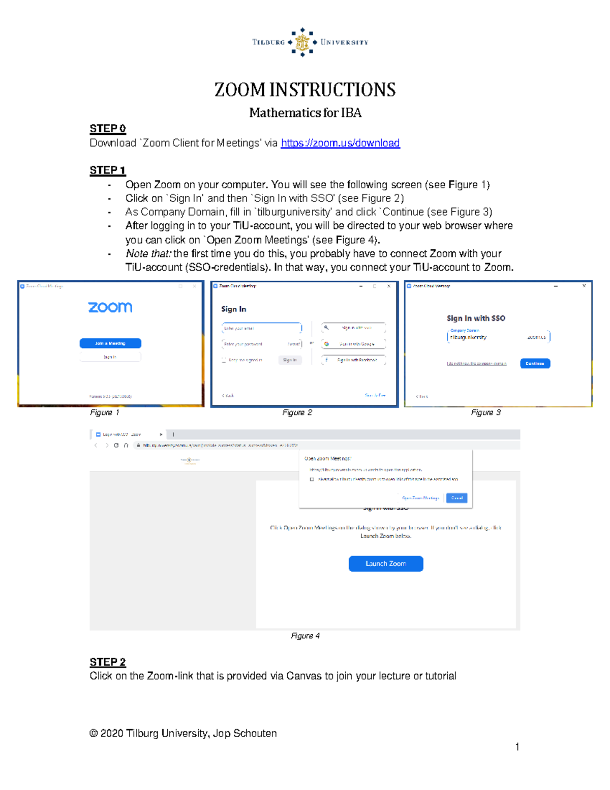 Zoom instructions Mathematics for IBA - © 2020 Tilburg University, Jop ...
