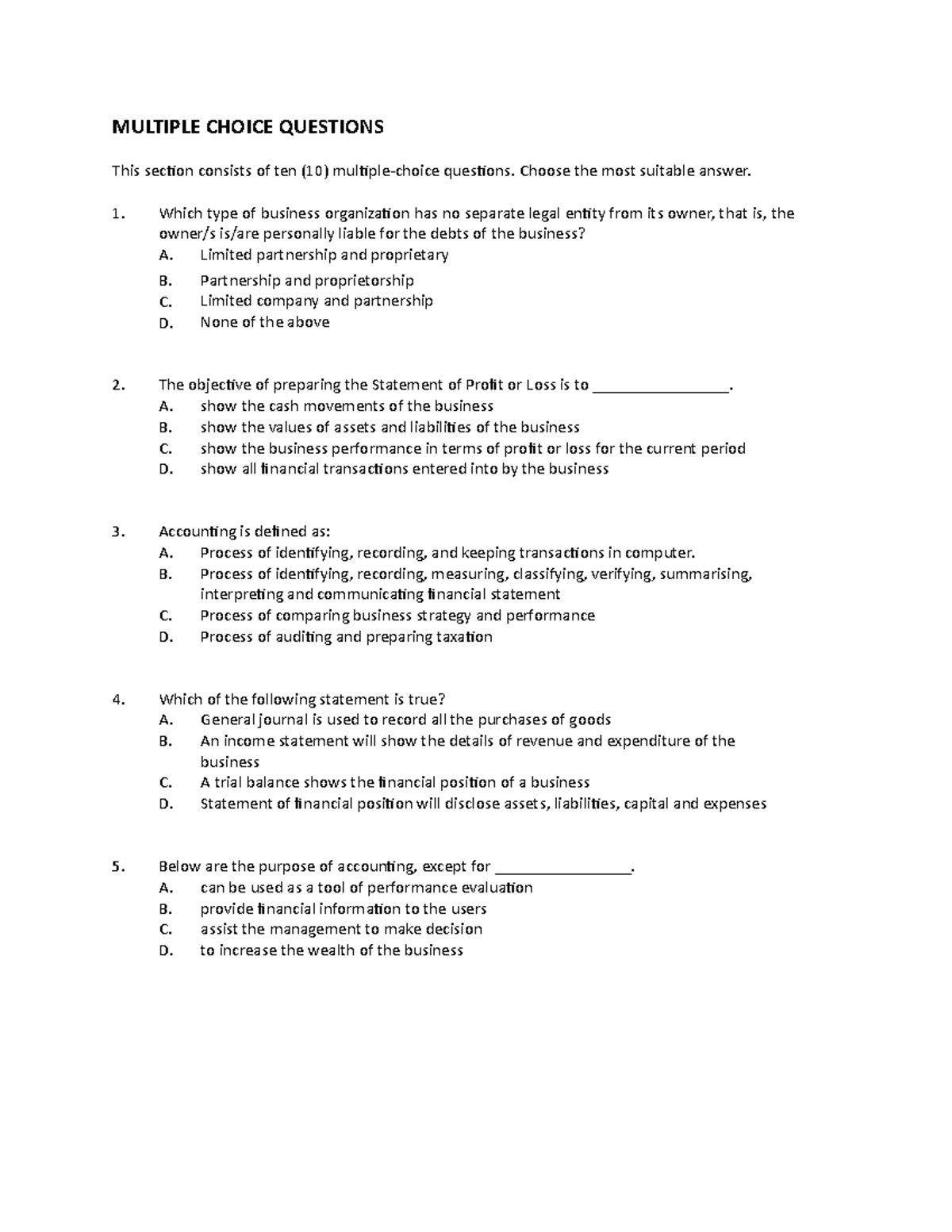 CHAPTER 1 MCQ QUESTION - MULTIPLE CHOICE QUESTIONS This section ...