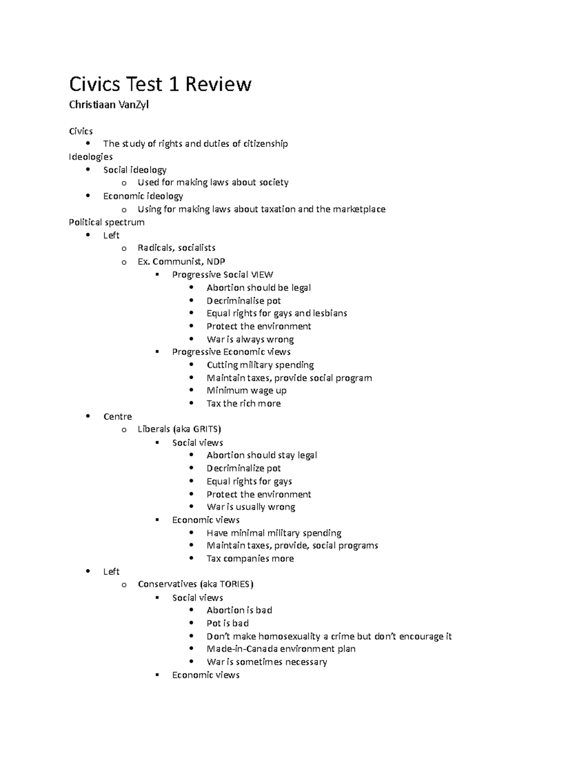 Civics Test 1 Review - Civics Test 1 Review Christiaan VanZyl Civics ...