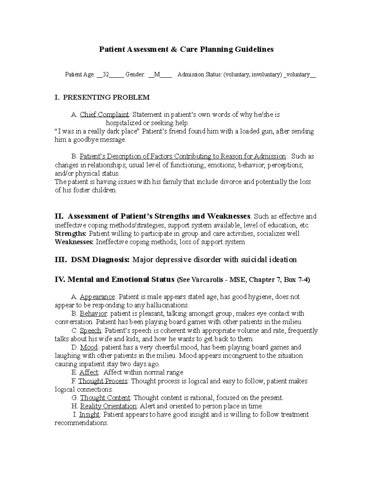 Mental Health Week 2 - Post clinical prep work from the hospital ...