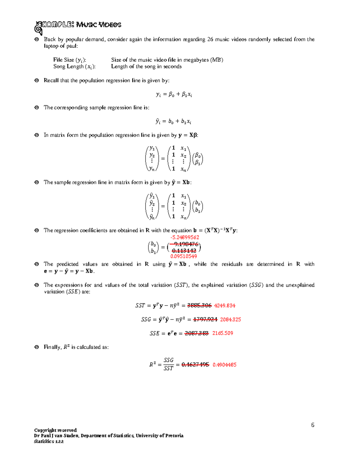 Stc122 Lecture Notes Matrix Algebra&Calculus Errata PAGE5 - 5 Copyright ...
