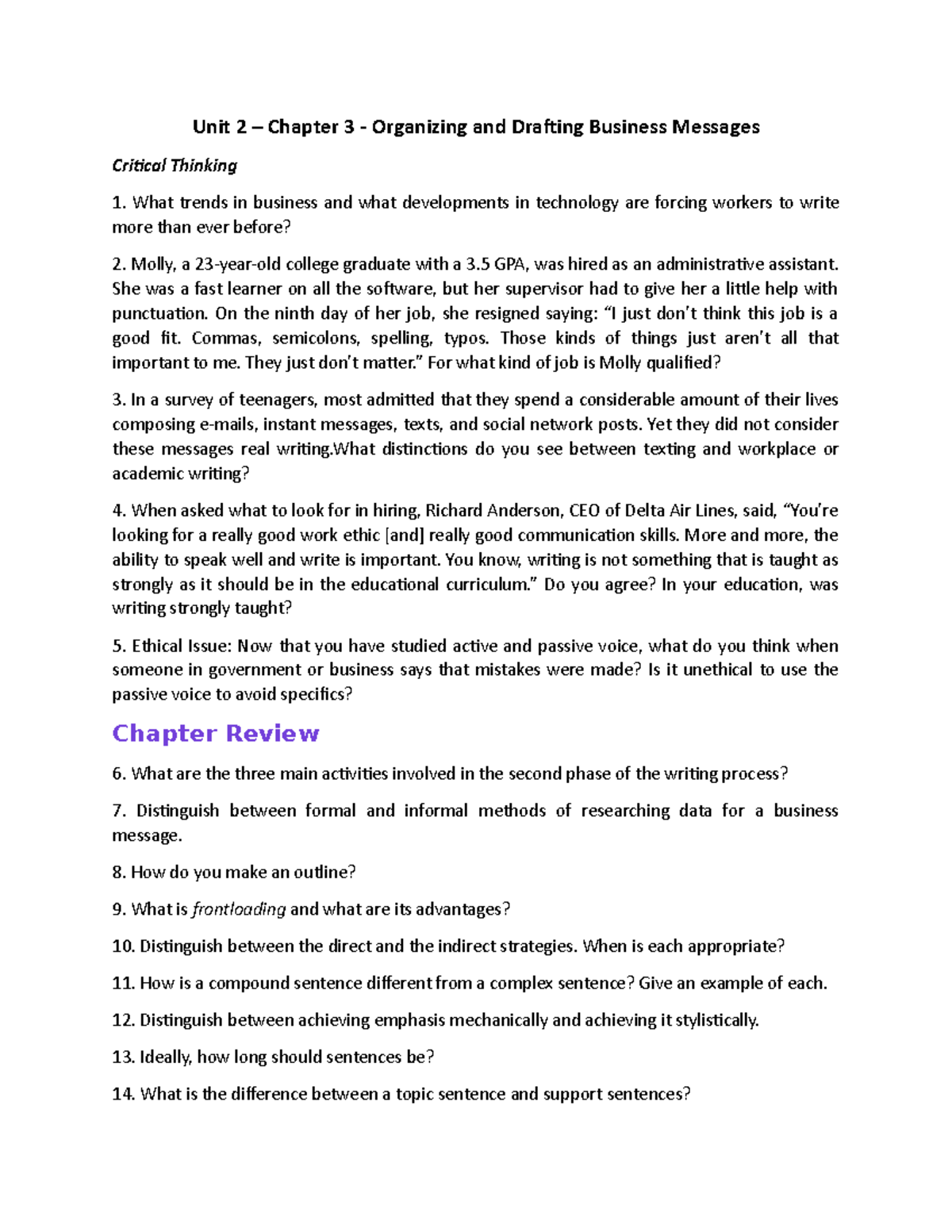 BC Chapter 3 Practice Unit 2 Chapter 3 Organizing And