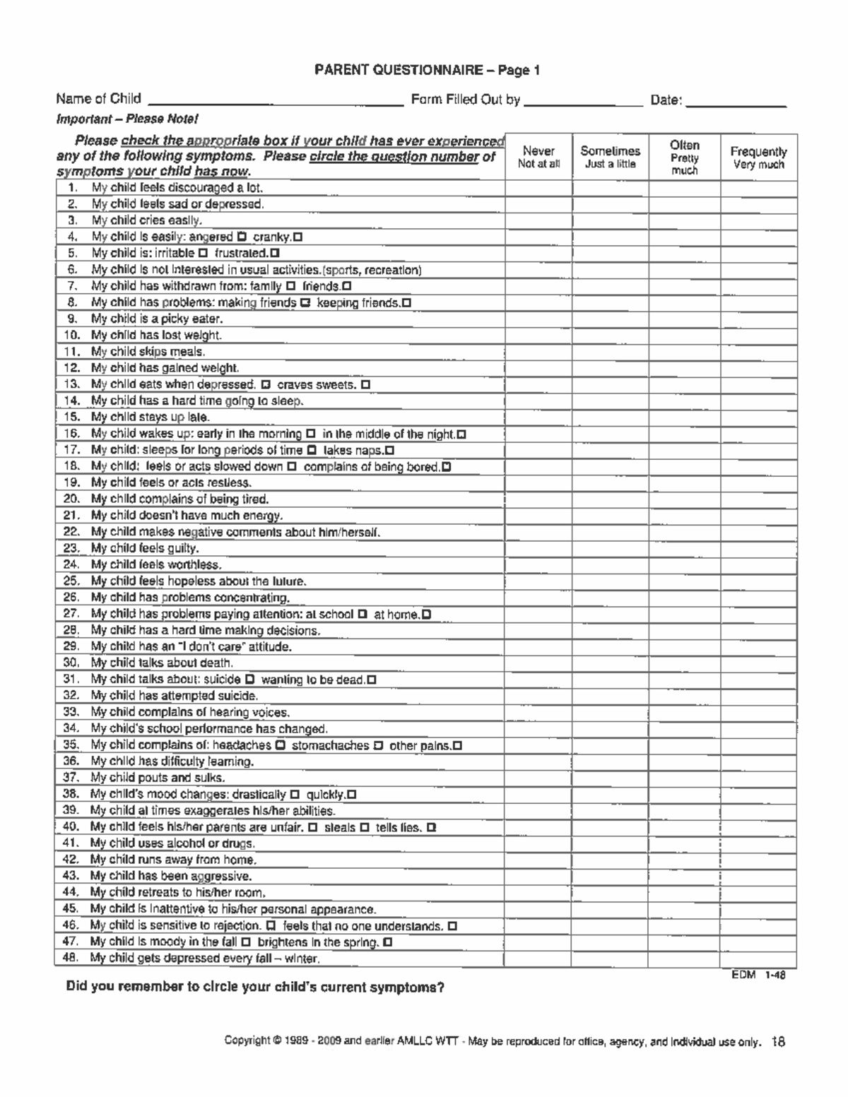 Parent questionnaire - NURSING 221 - Studocu