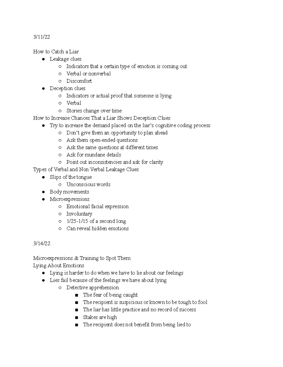 Comm230 3 11 to 3 18 - 3/11/ How to Catch a Liar Leakage clues ...