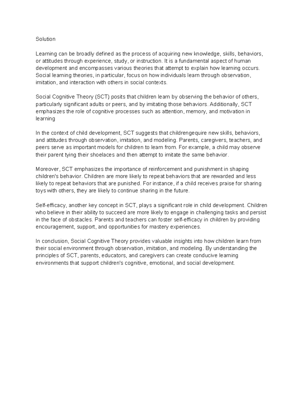 Edu303 Assignment Solution - Solution Learning can be broadly defined ...