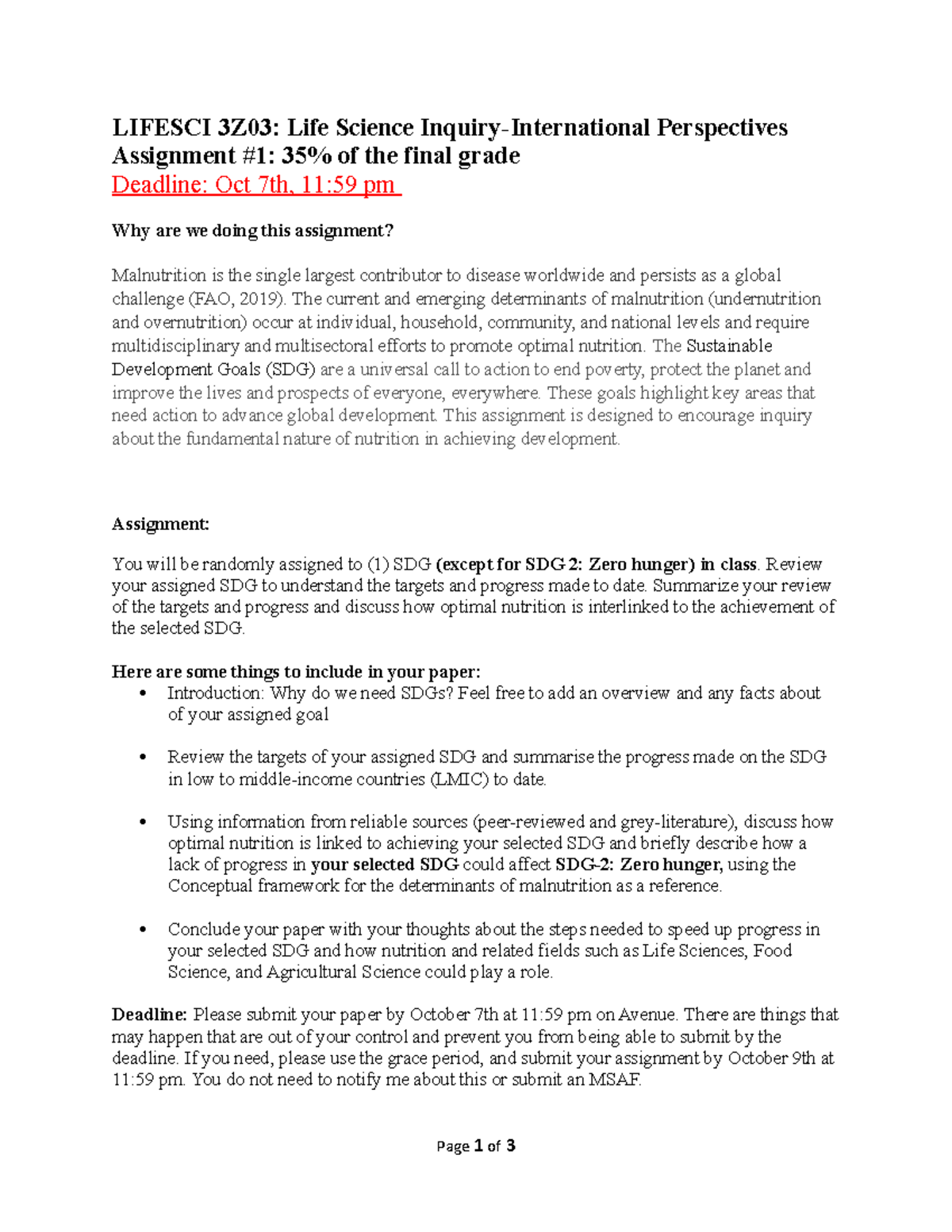 Lifesci 3Z03 Assignment 1 - LIFESCI 3Z03: Life Science Inquiry ...