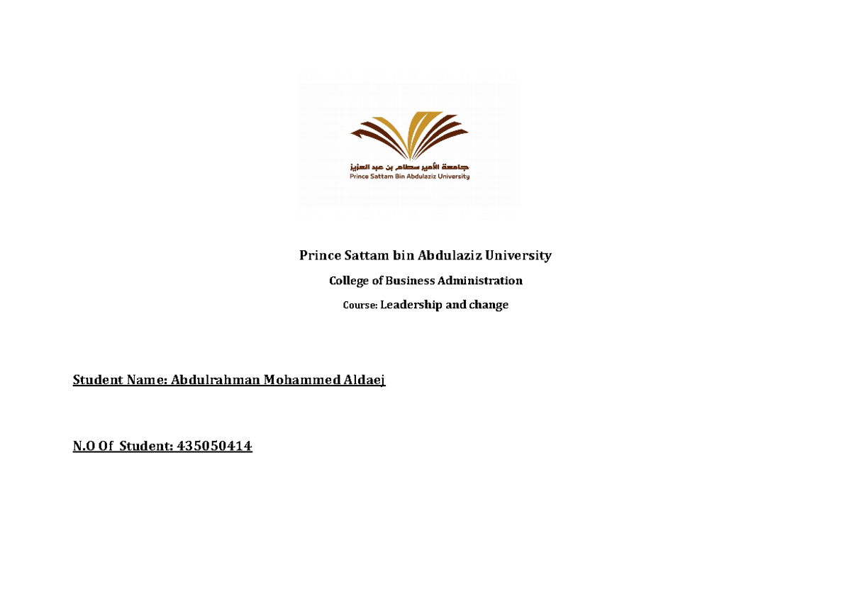 Leadership and change - Prince Sattam bin Abdulaziz University College ...