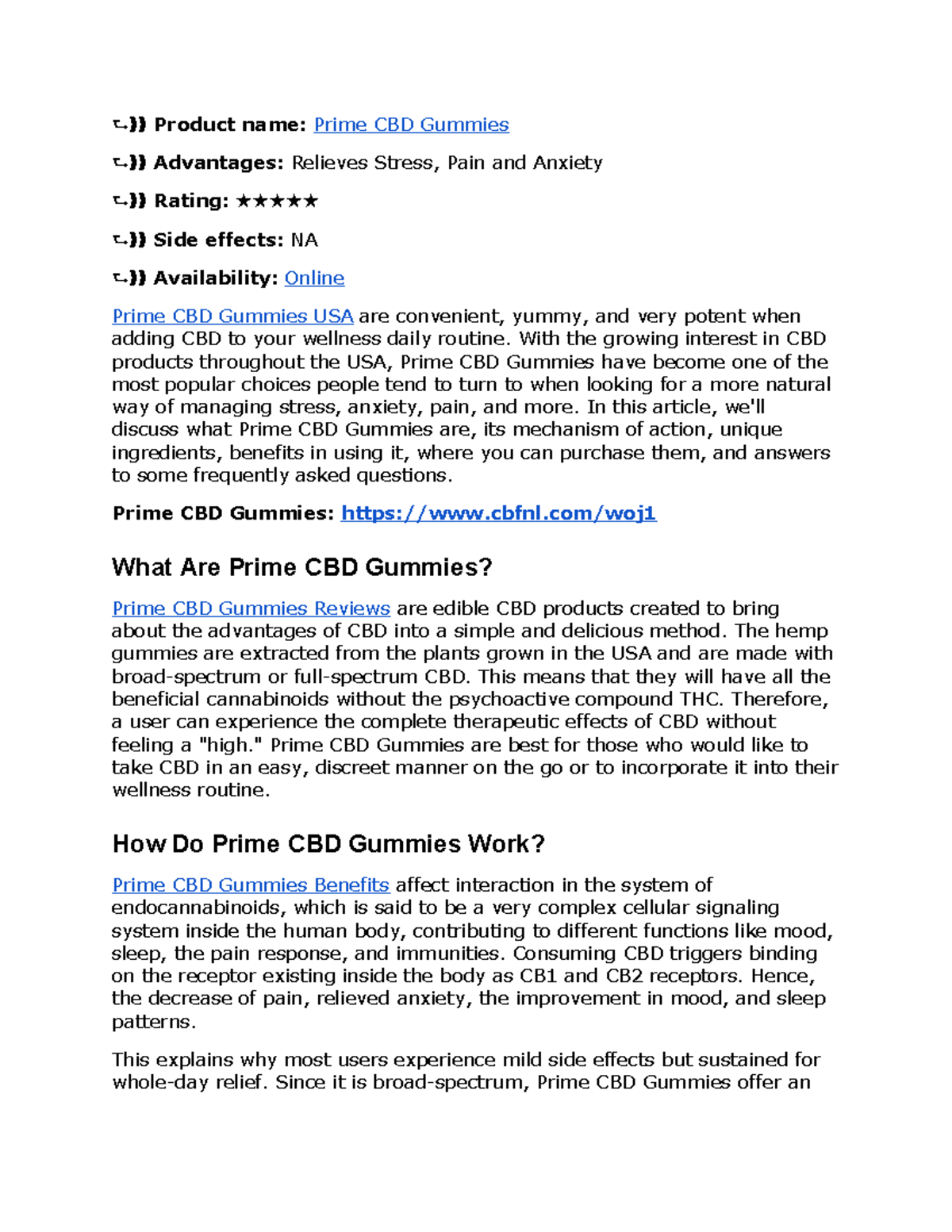 "Prime CBD Gummies" USA: How They Help with Stress, Sleep, and Focus ...