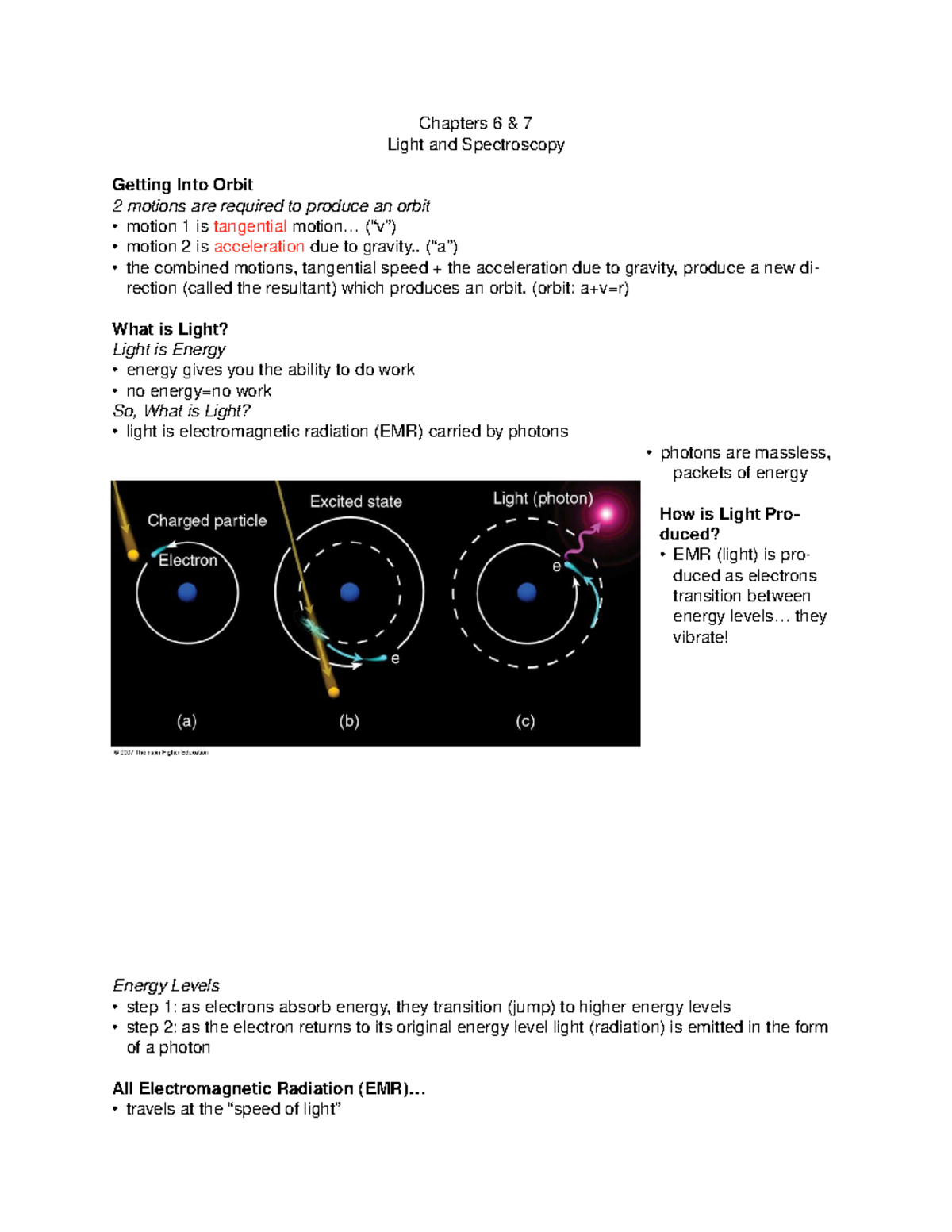 Chapter 6 & 7-Light and Spectroscopy - Chapters 6 & 7 Light and ...