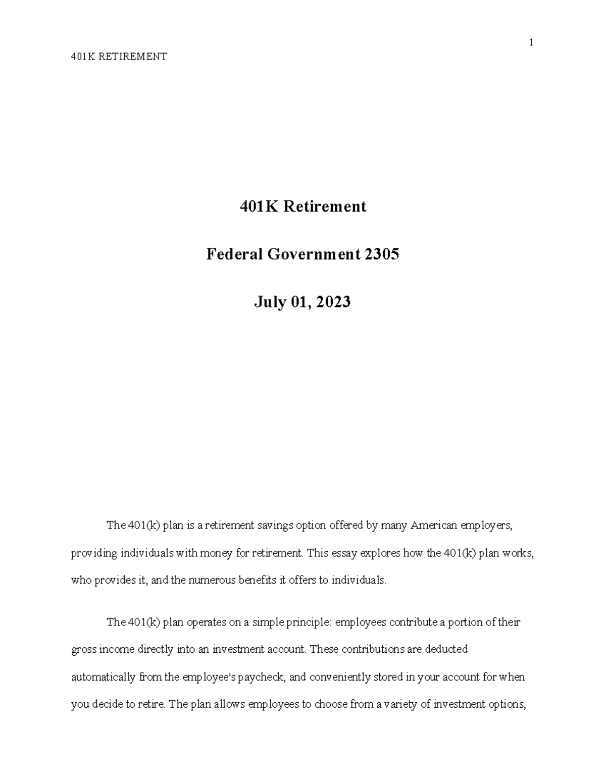 401K (Retirement) - 401K RETIREMENT 401K Retirement Federal Government ...