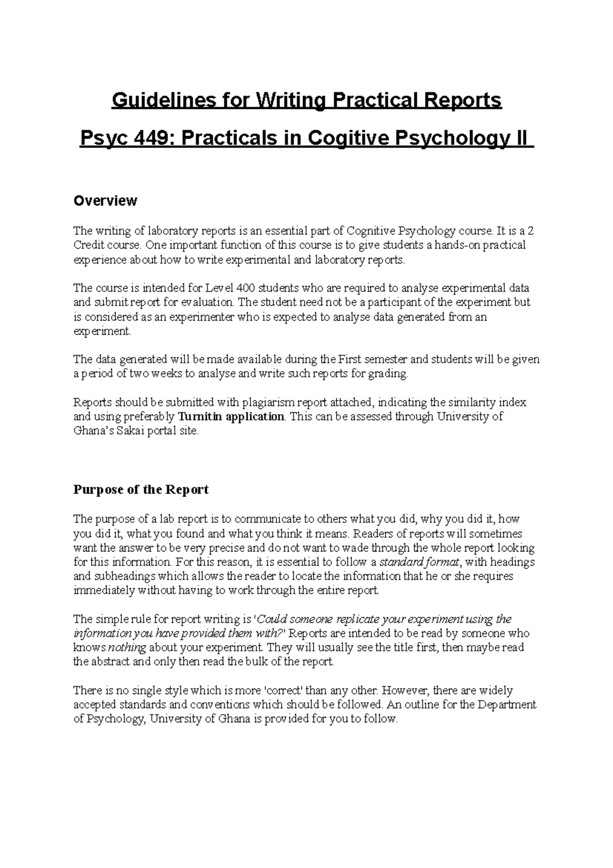 Guidelines for writing Experimental Reports Psyc 449 - Guidelines for ...