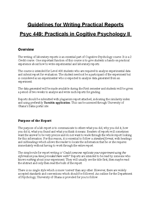 Format of Report - PSYC449 - PRACTICALS IN COGNITION FORMAT FOR ...
