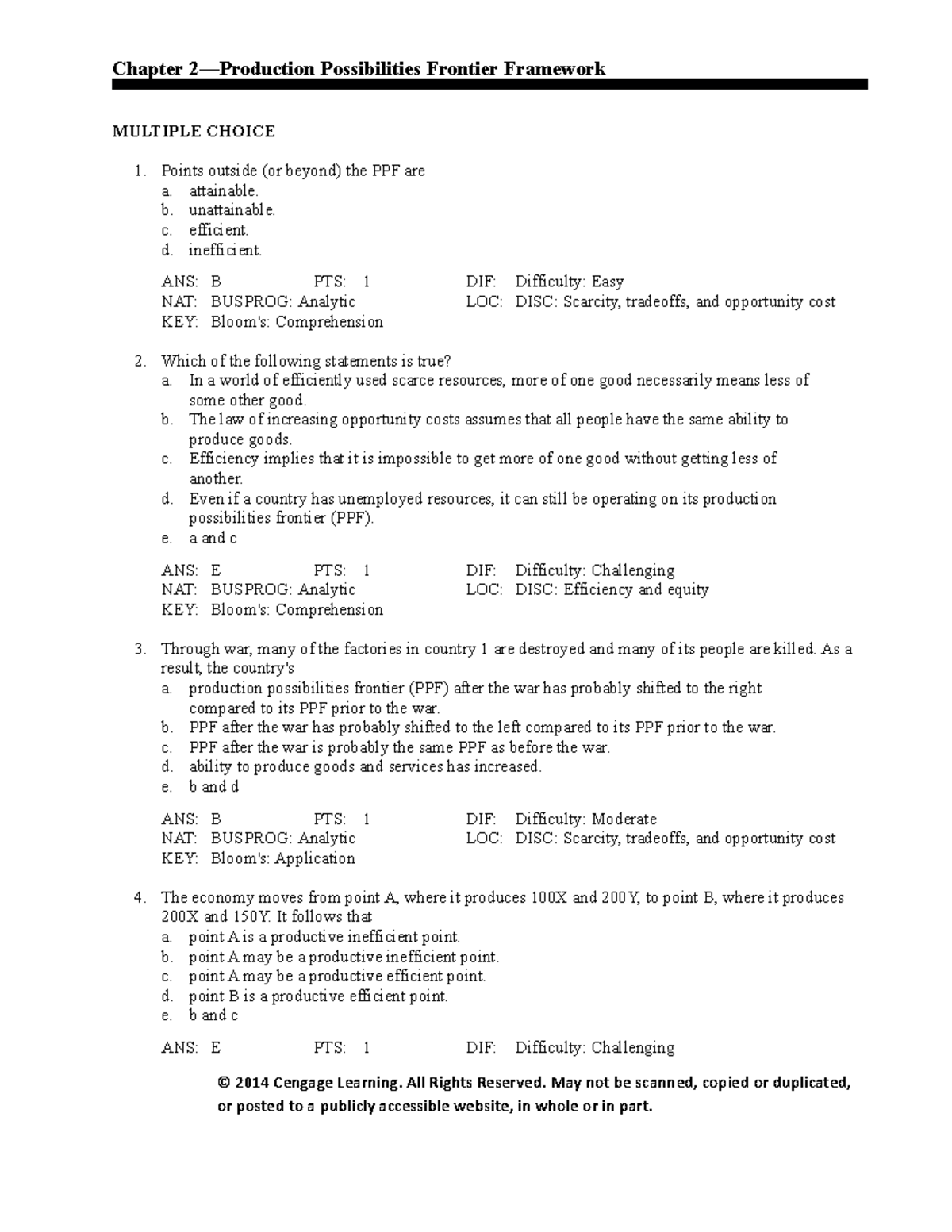 Chapter 02 - Exercise - Chapter 2—Production Possibilities Frontier ...