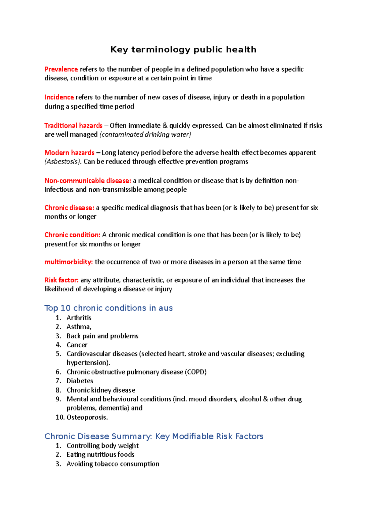 Key terminology public health - Key terminology public health ...