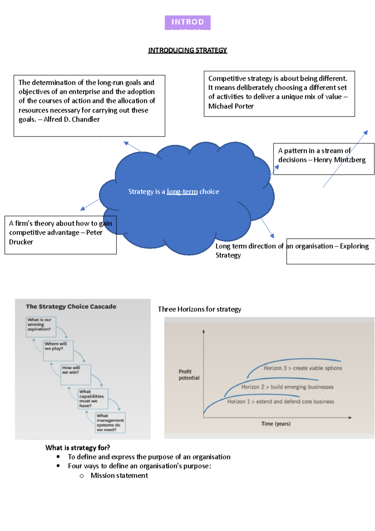 Introducing Strategy - Notes - INTRODUCING STRATEGY Three Horizons for ...