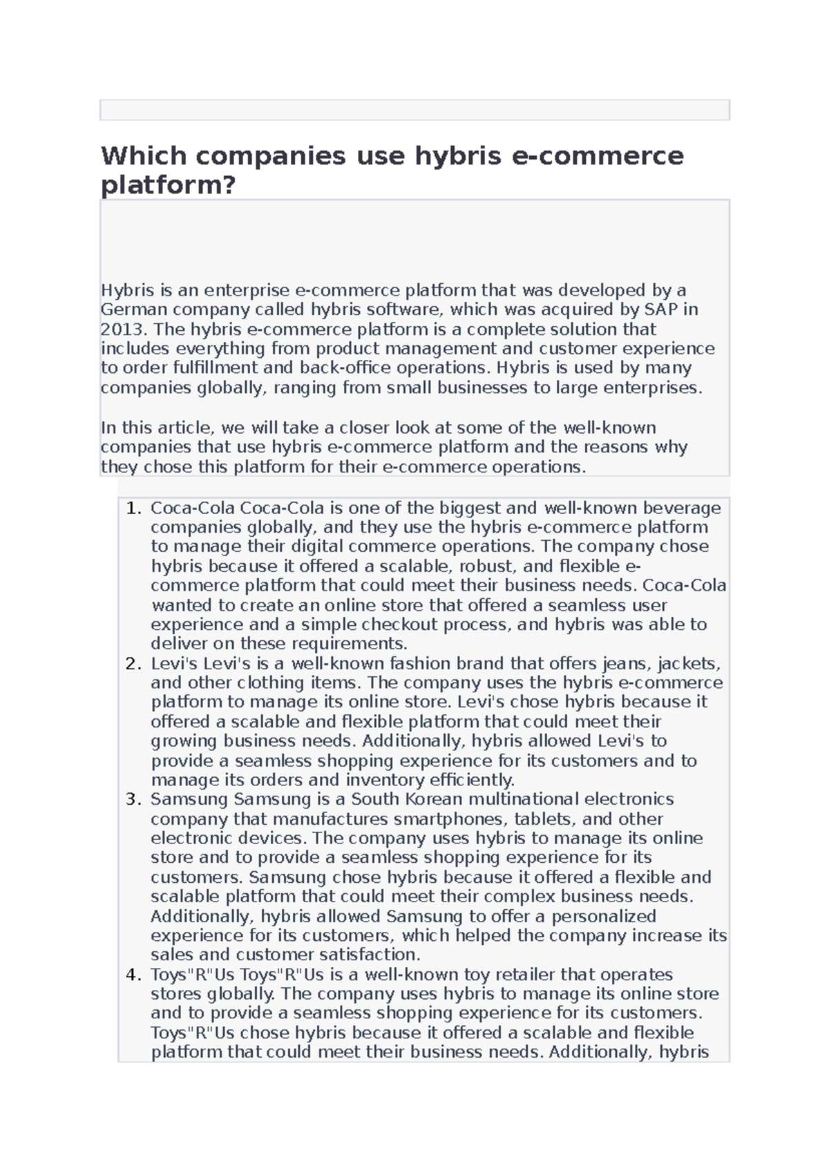 Which companies use hybris e-commerce platform - Which companies use ...