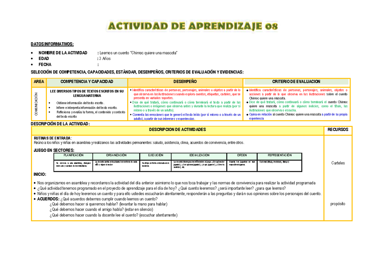 Datos Informativos - ACTIVIDAD DE APRENDIZAJE - DATOS INFORMATIVOS: • NOMBRE DE LA ACTIVIDAD ...