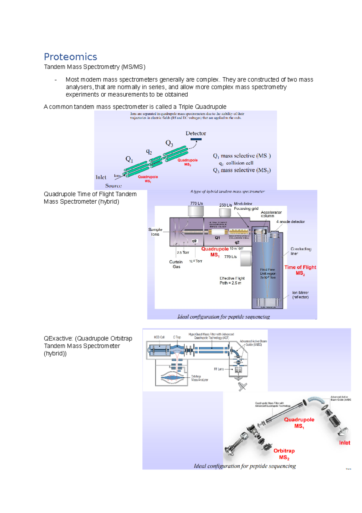 Lecture Proteomics 2 - Proteomics Tandem Mass Spectrometry (MS/MS) Most ...