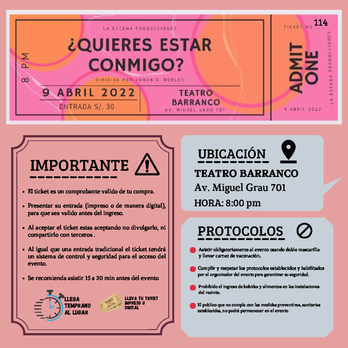 Ticket oficial 114 oficialmente estreno - PROTOCOLOS IMPORTANTE El ...