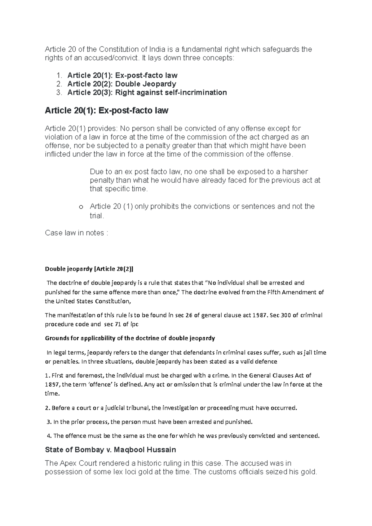 Article 20 - constitution 1 - Article 20 of the Constitution of India ...