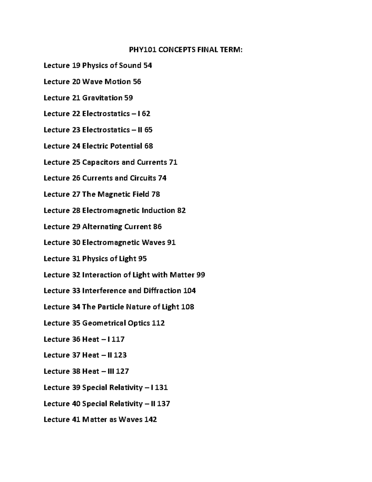 PHY101 Concepts Questions Final TERM - PHY101 CONCEPTS FINAL TERM ...