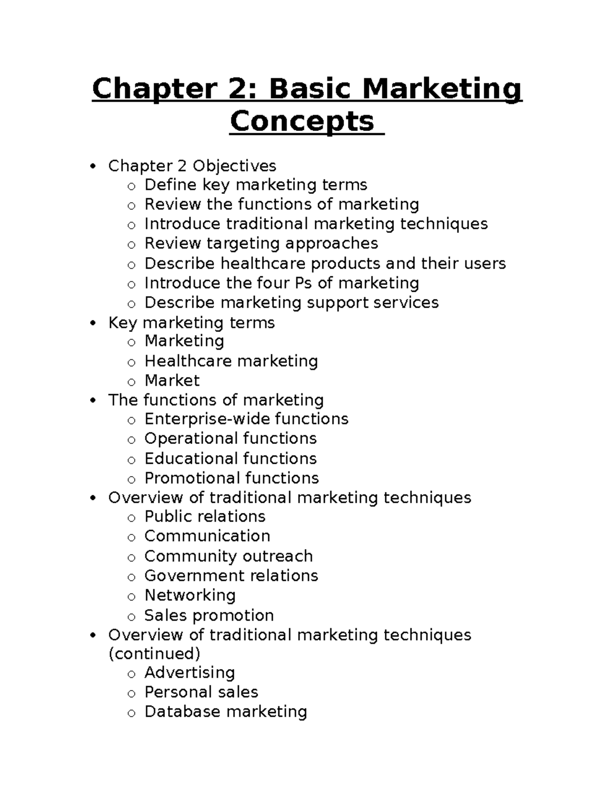 Chapter 2 Basic Marketing Concepts - Studocu