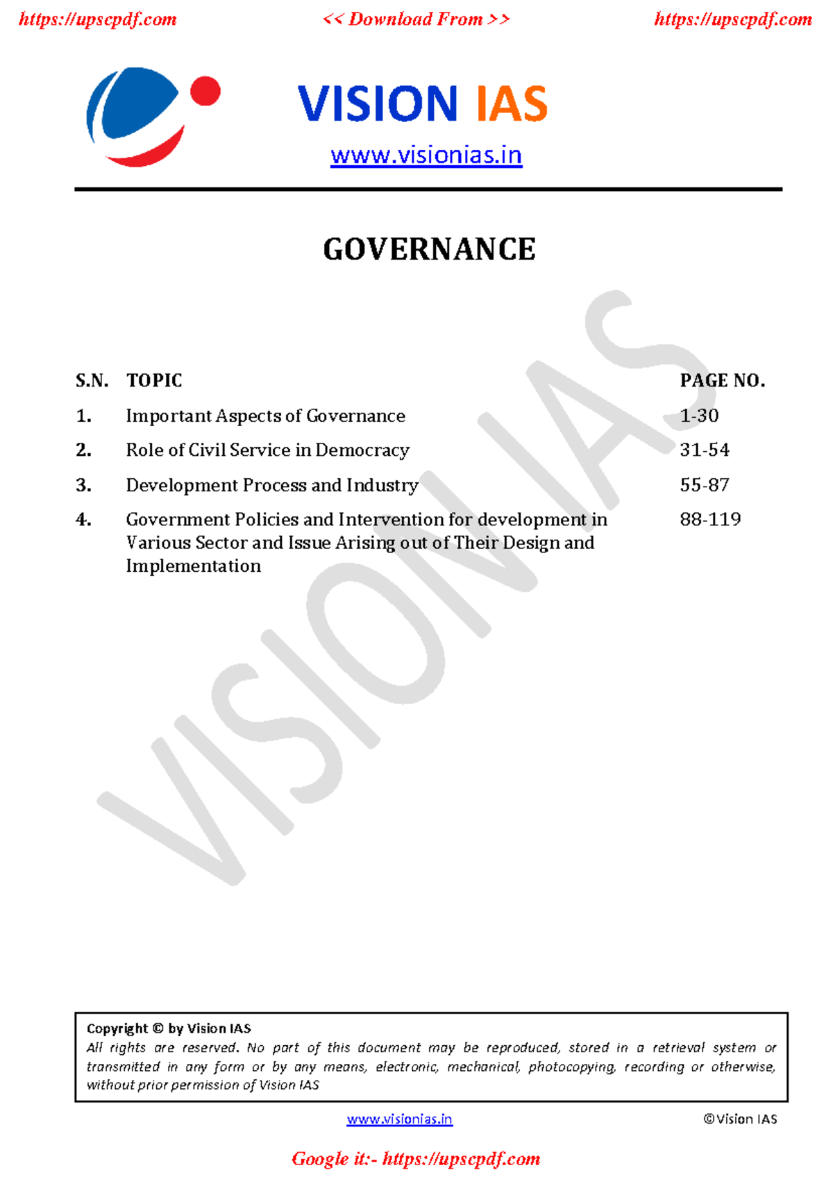 4.) Full Governance ( Vision-2021) - visionias ©Vision IAS VISION IAS ...