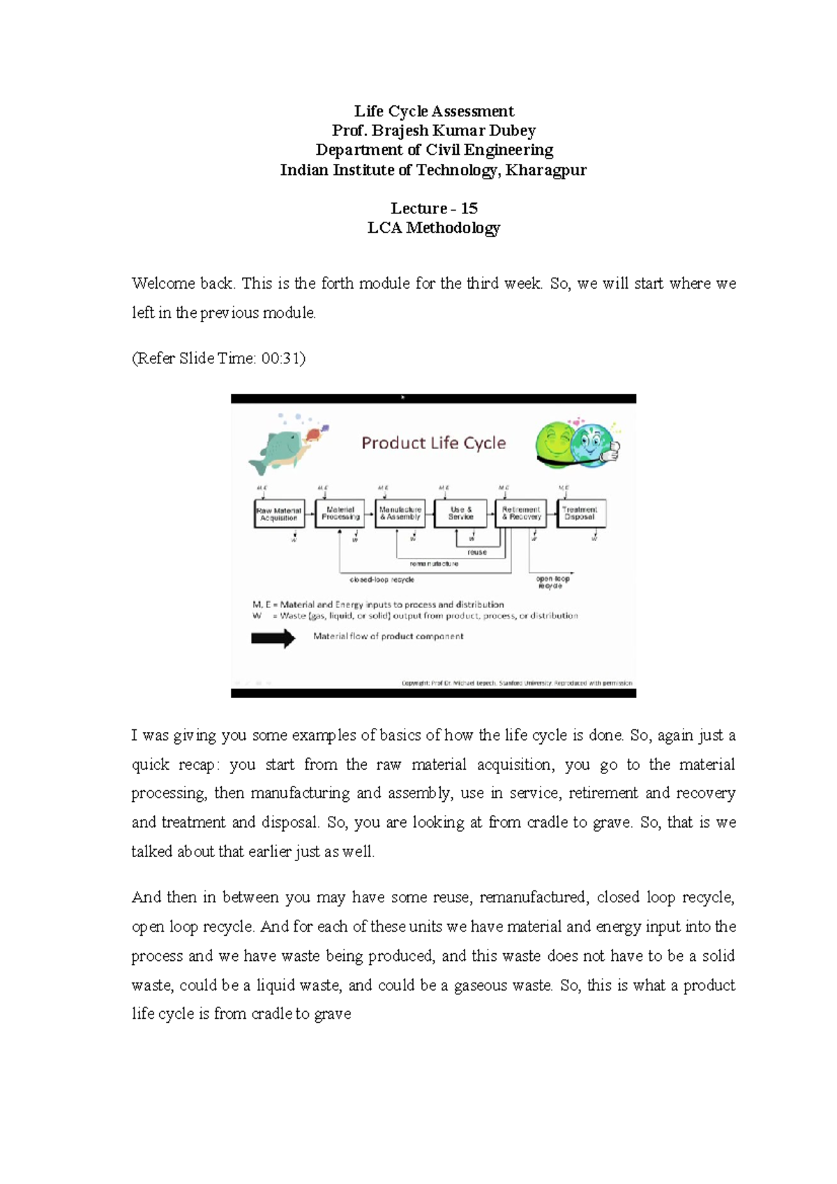 Lec15 - Notes - Life Cycle Assessment Prof. Brajesh Kumar Dubey ...