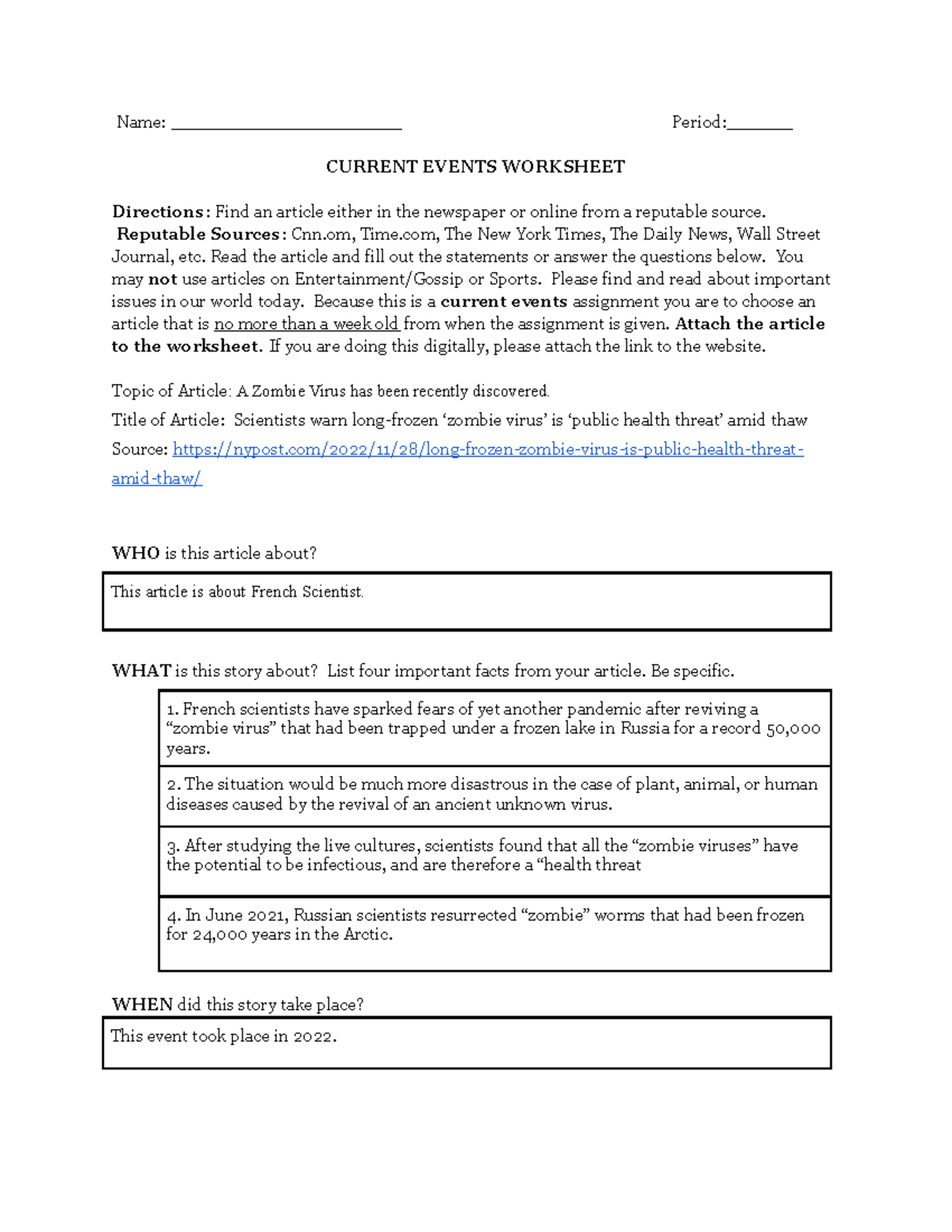 Carissa Alcindor - Current Events Worksheet - Name ...